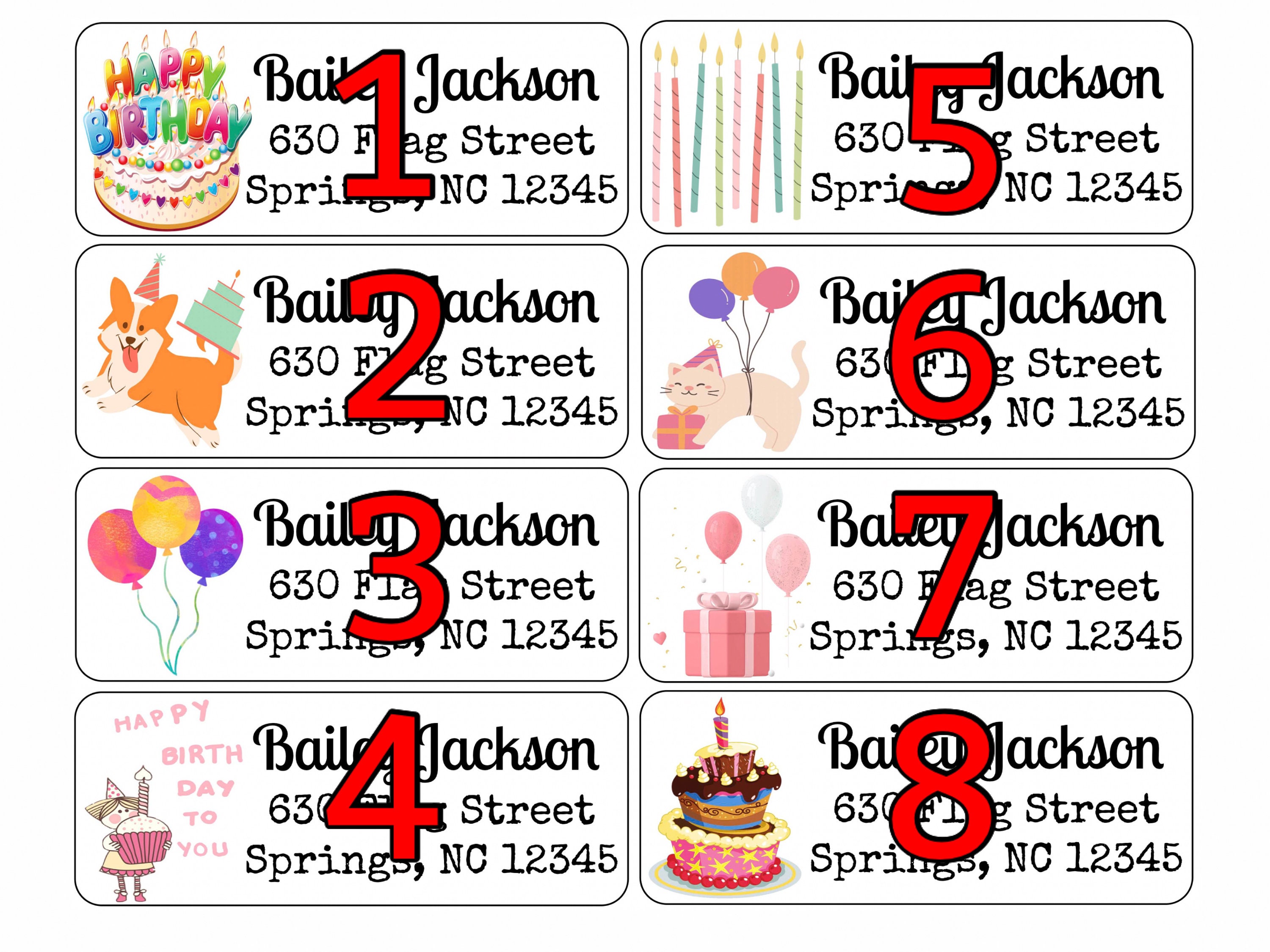 Birthday Return Address Labels | Happy Birthday| Custom Address Labels ...