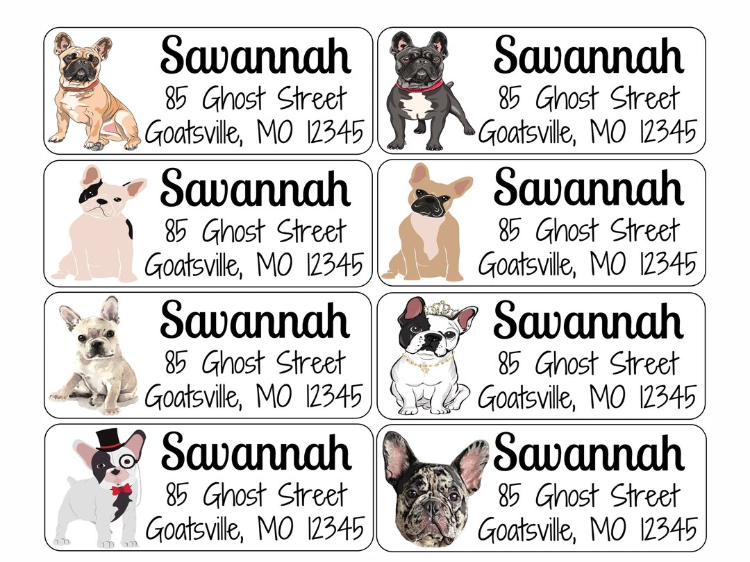 Return Address Labels | Frenchie | Dog | Custom Address Labels ...