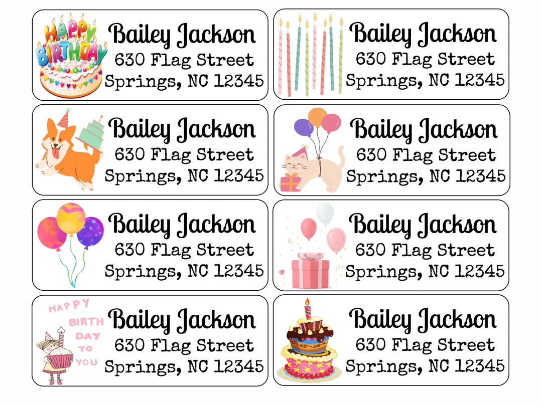 Birthday Return Address Labels | Happy Birthday| Custom Address Labels ...