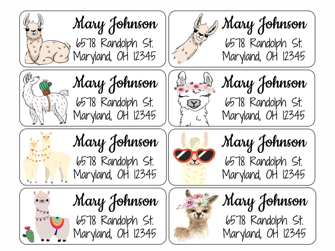 Return Address Labels | Llamas | Custom Address Labels | Personalized ...