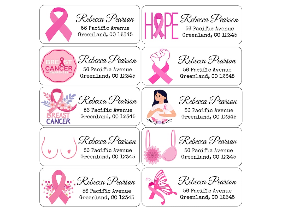 Return Address Labels | Breast Cancer Awareness | Custom Address Labels ...