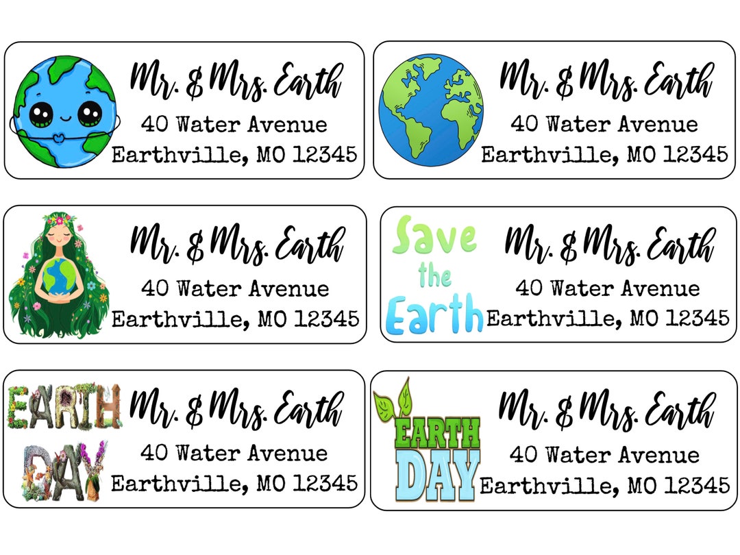 Return Address Labels | Earth Day | Custom Address Labels ...