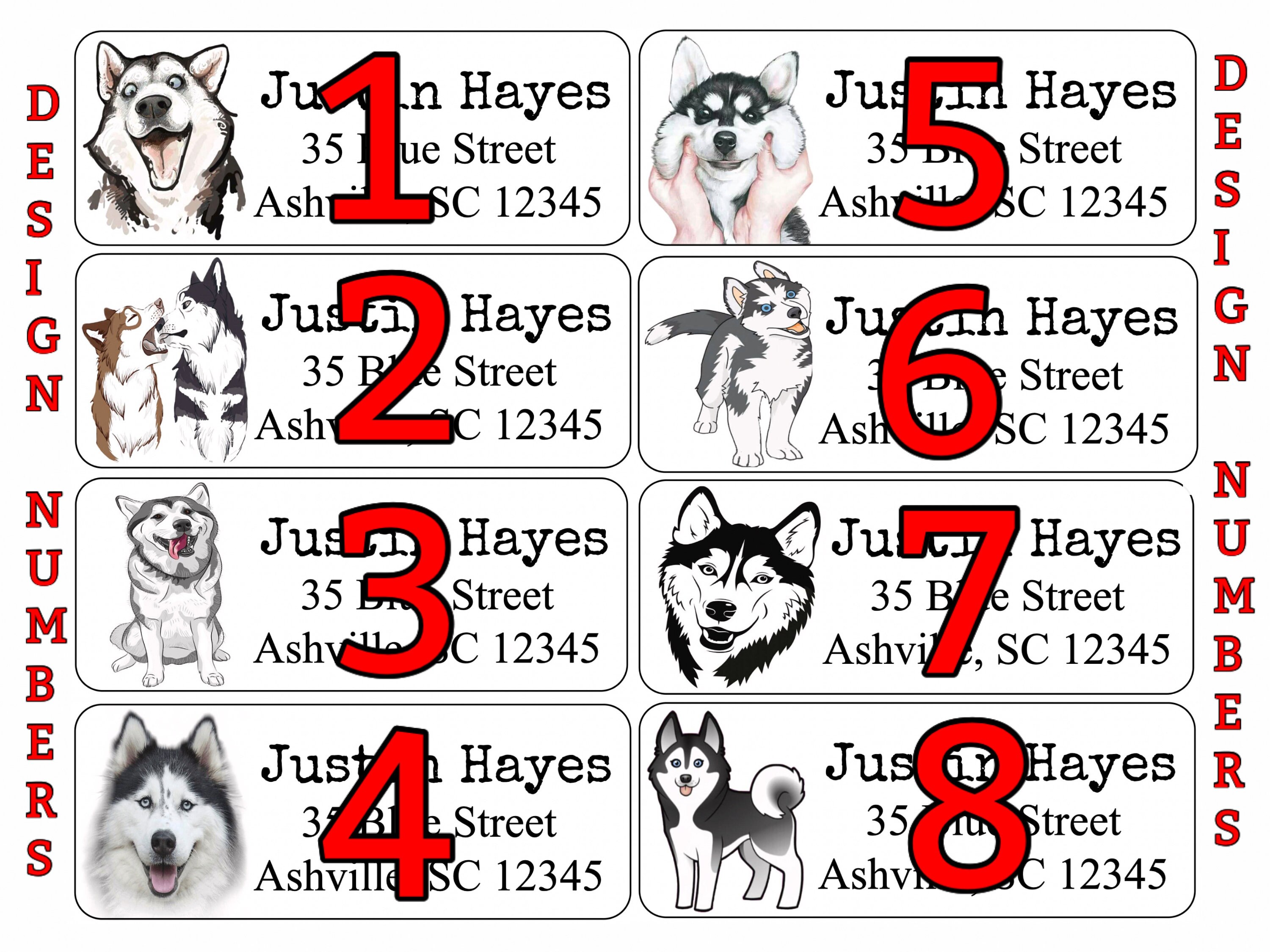 Return Address Labels | Husky | Dogs | Custom Address Labels ...