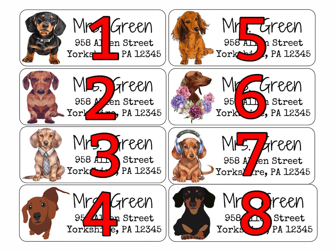 Return Address Labels | Dachshund | Dogs | Custom Address Labels ...