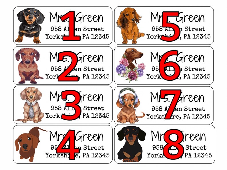 Return Address Labels | Dachshund | Dogs | Custom Address Labels ...