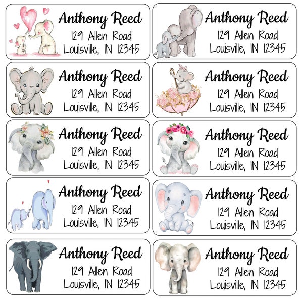 Elephant Labels - Etsy