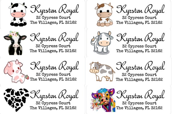 Return Address Labels Cows Fluffy Cows Custom Address - Etsy