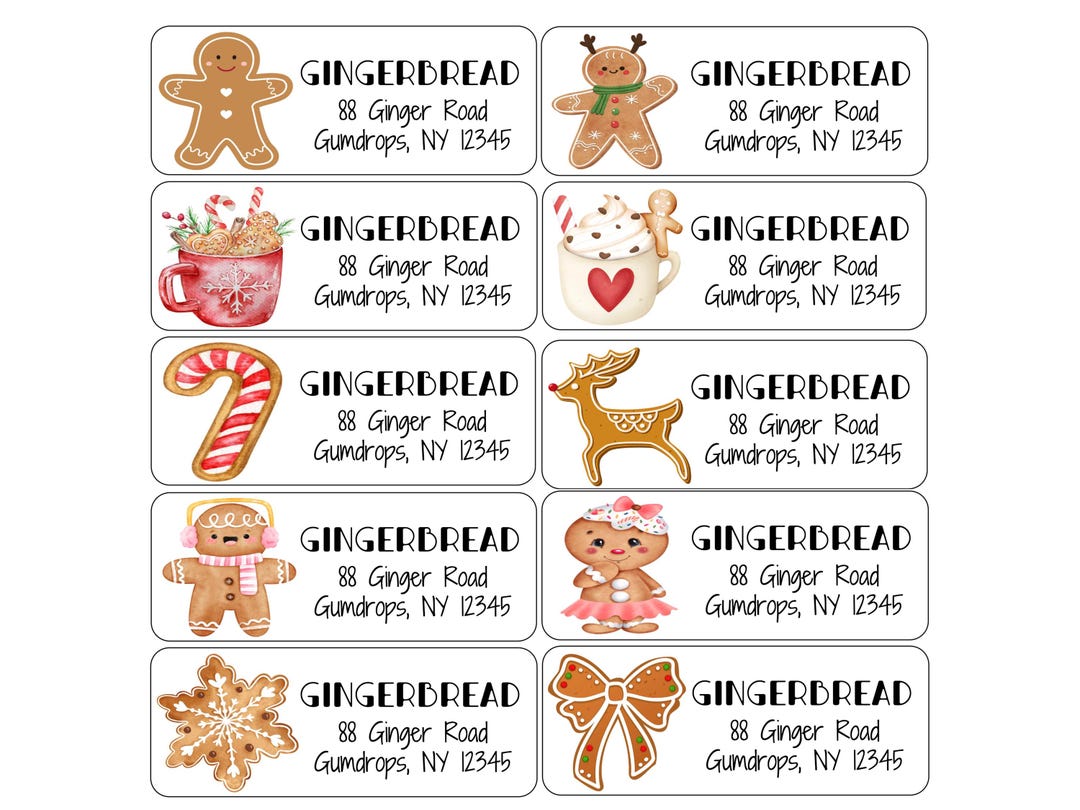 Christmas Return Address Labels | Gingerbread | Custom Address Labels ...