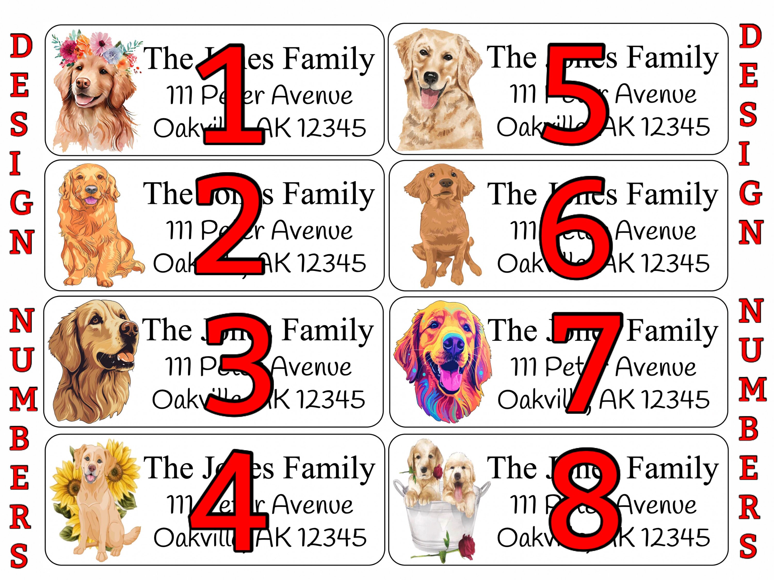 Return Address Labels | Golden Retriever | Dogs| Custom Address Labels ...