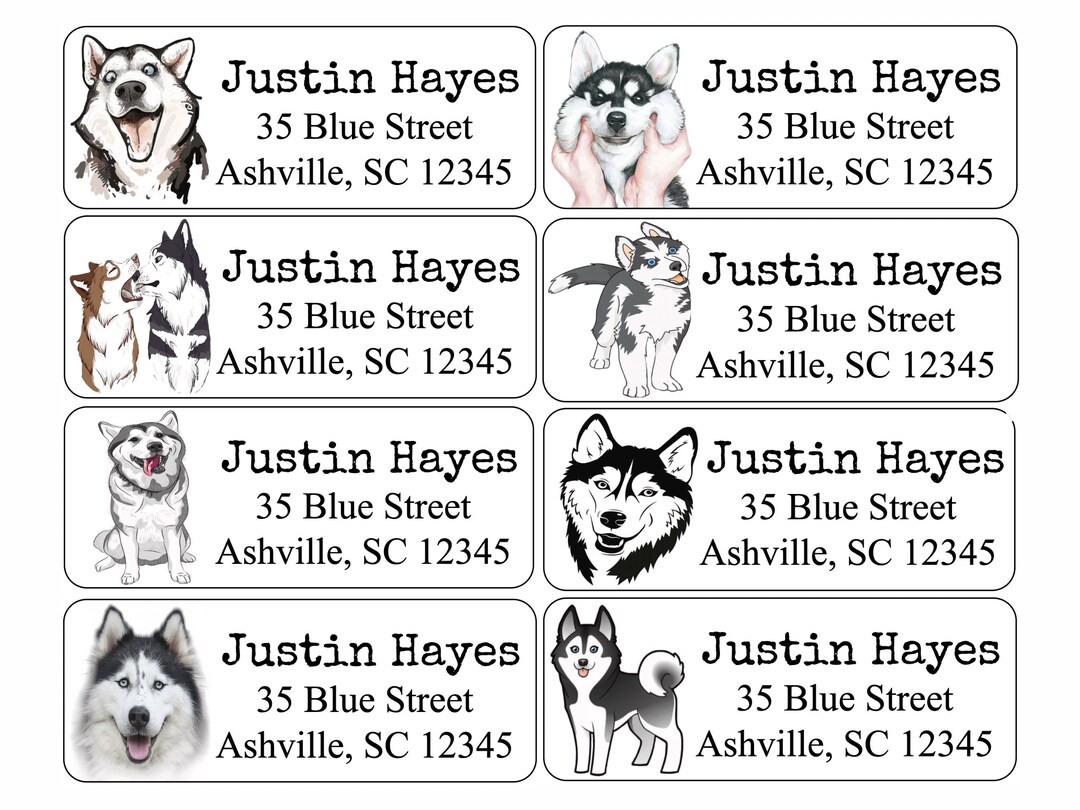 Return Address Labels | Husky | Dogs | Custom Address Labels ...