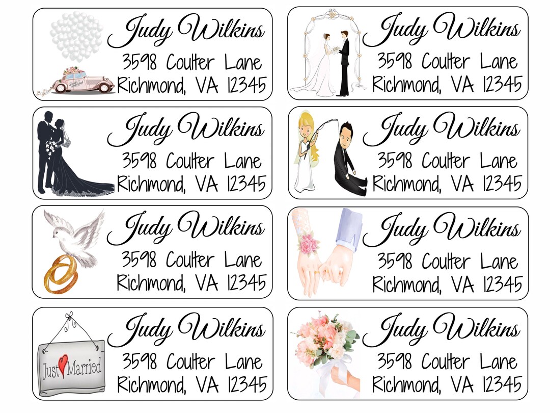 Wedding Return Address Labels | Just Married | Custom Address Labels ...