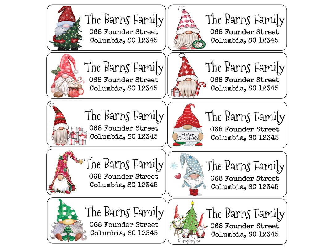 Christmas Return Address Labels | Gnomes | Custom Address Labels ...