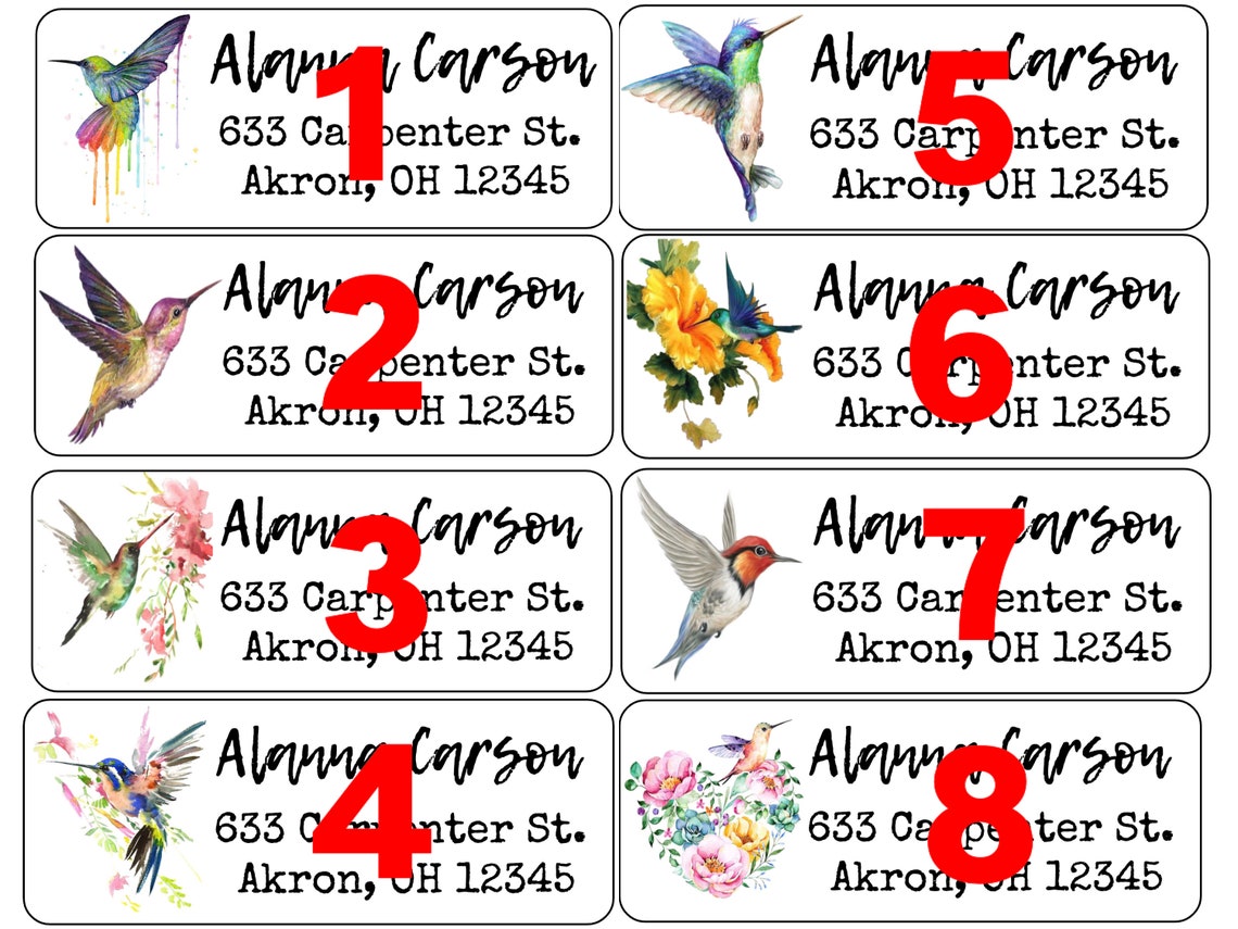 Return Address Labels Hummingbird Custom Address Labels - Etsy
