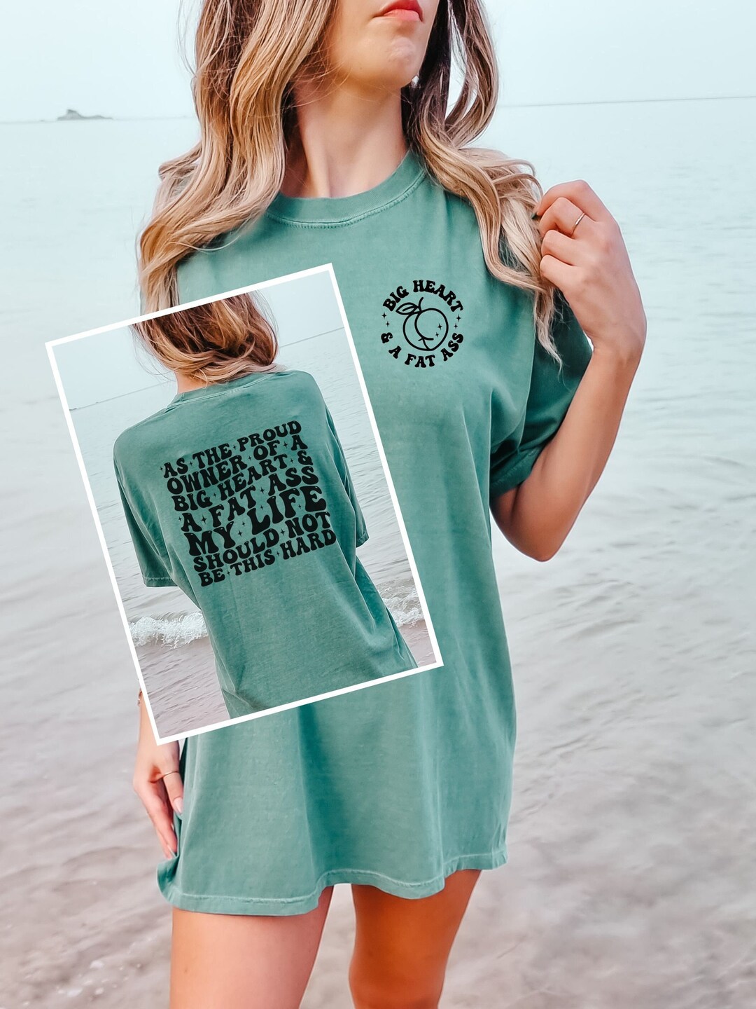 Big Heart Fat Ass, Comfort Colors®, Oversized Aesthetic Shirt, Beach ...