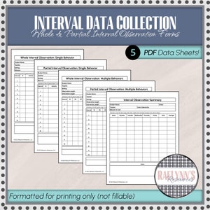 Whole and Partial Interval Behavior Observation Data Collection Sheets ...