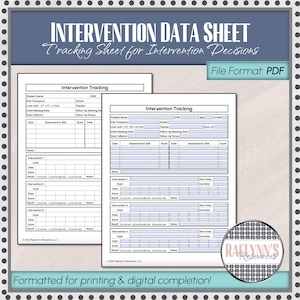 Intervention Data Tracking Sheet - Etsy