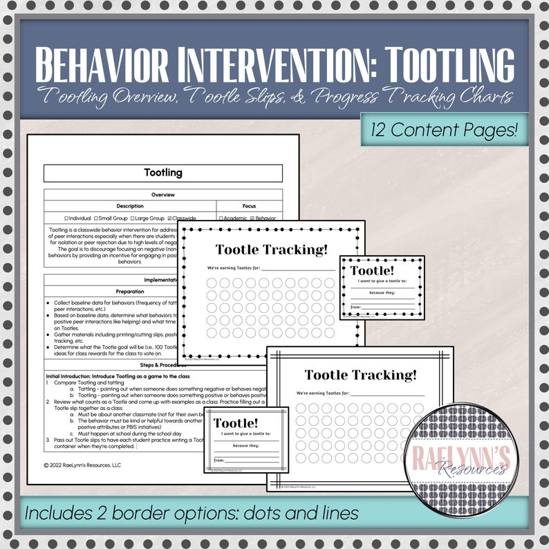 Tootling Behavior Intervention: Tootle Slips and Tracking Pages - Etsy