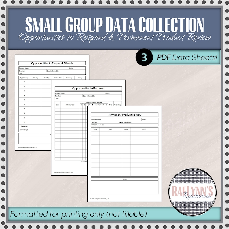 Small Group Data Collection Sheets - Etsy