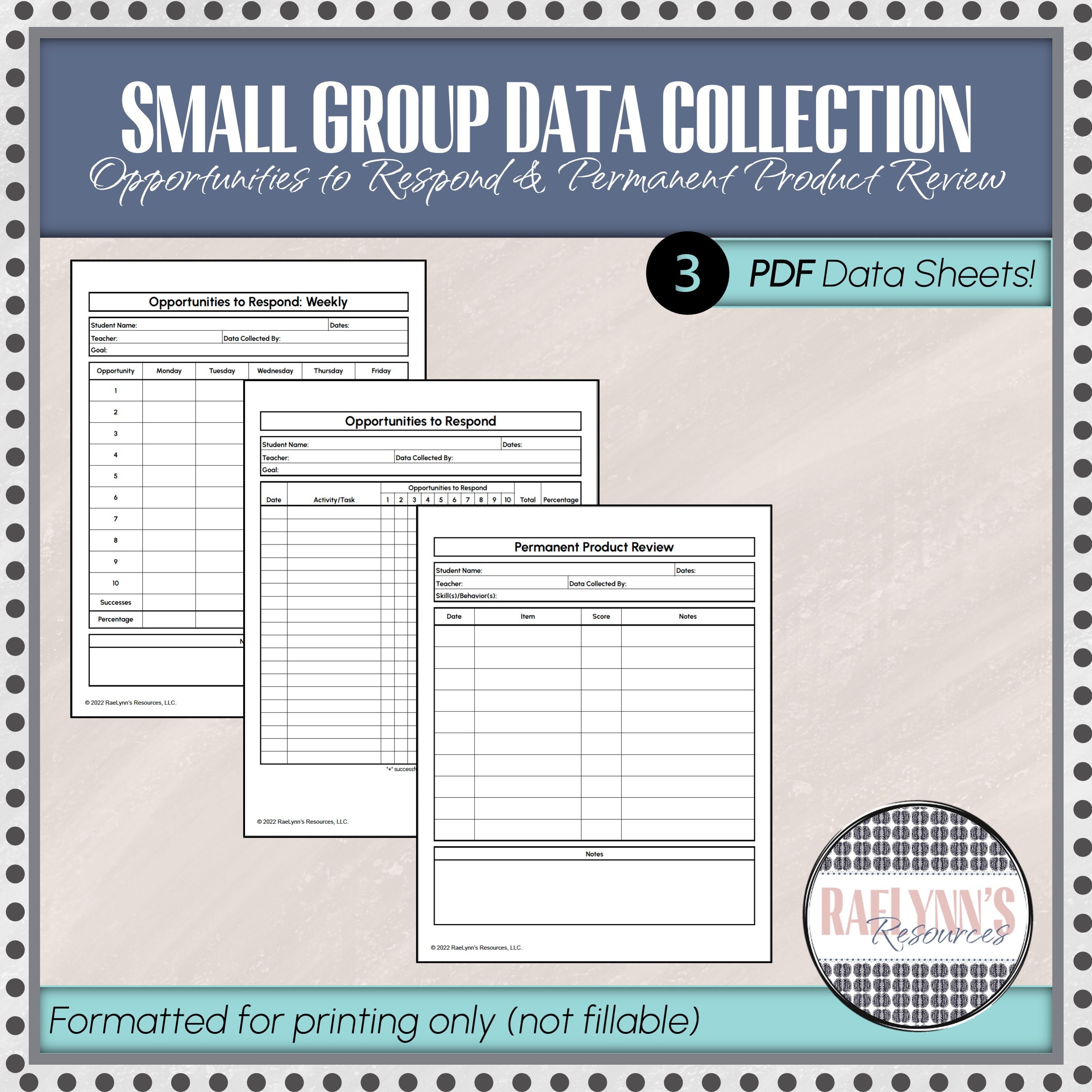Small Group Data Collection Sheets - Etsy