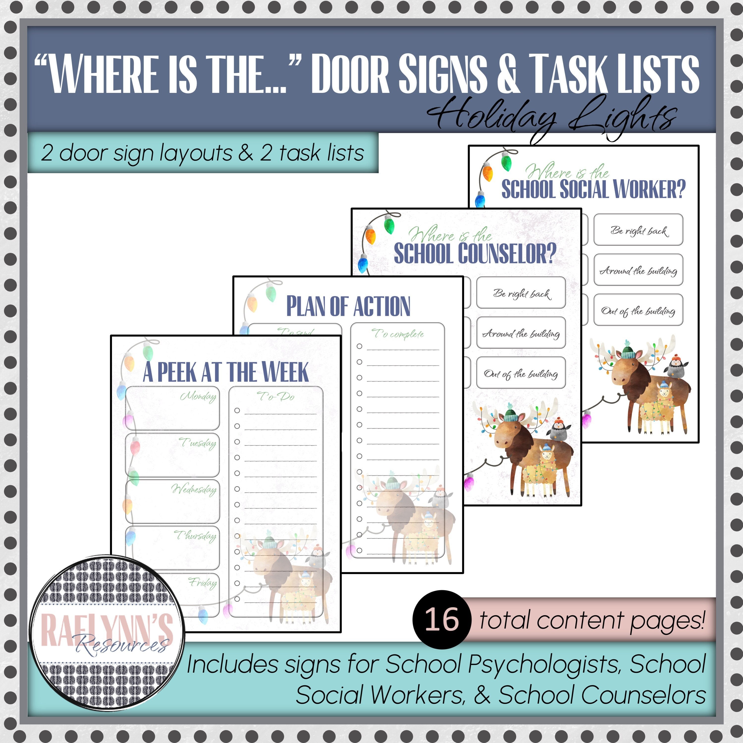 Where is The... Door Signs & Task Lists (holiday Lights Theme) - Etsy