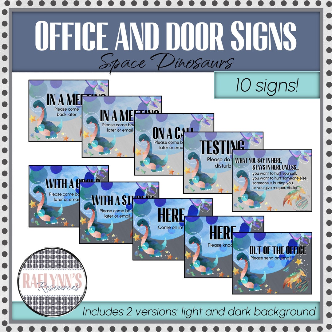 Confidentiality & Door Signs (space Dino Theme) - Etsy