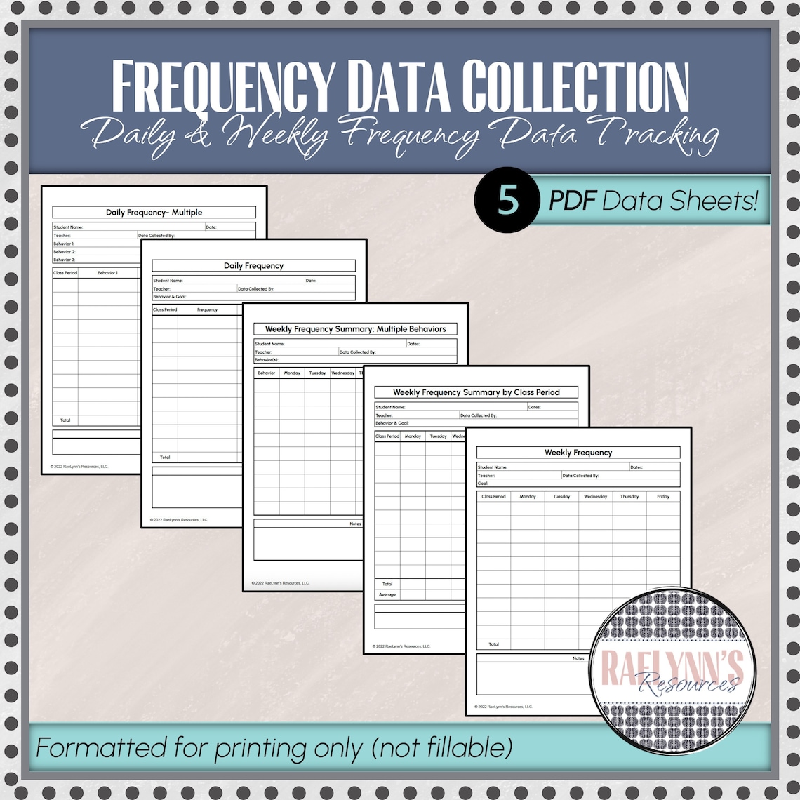Frequency Data Collection Sheets - Etsy
