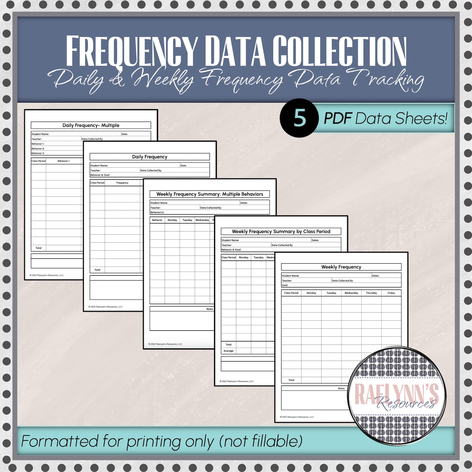 Frequency Data Collection Sheets - Etsy