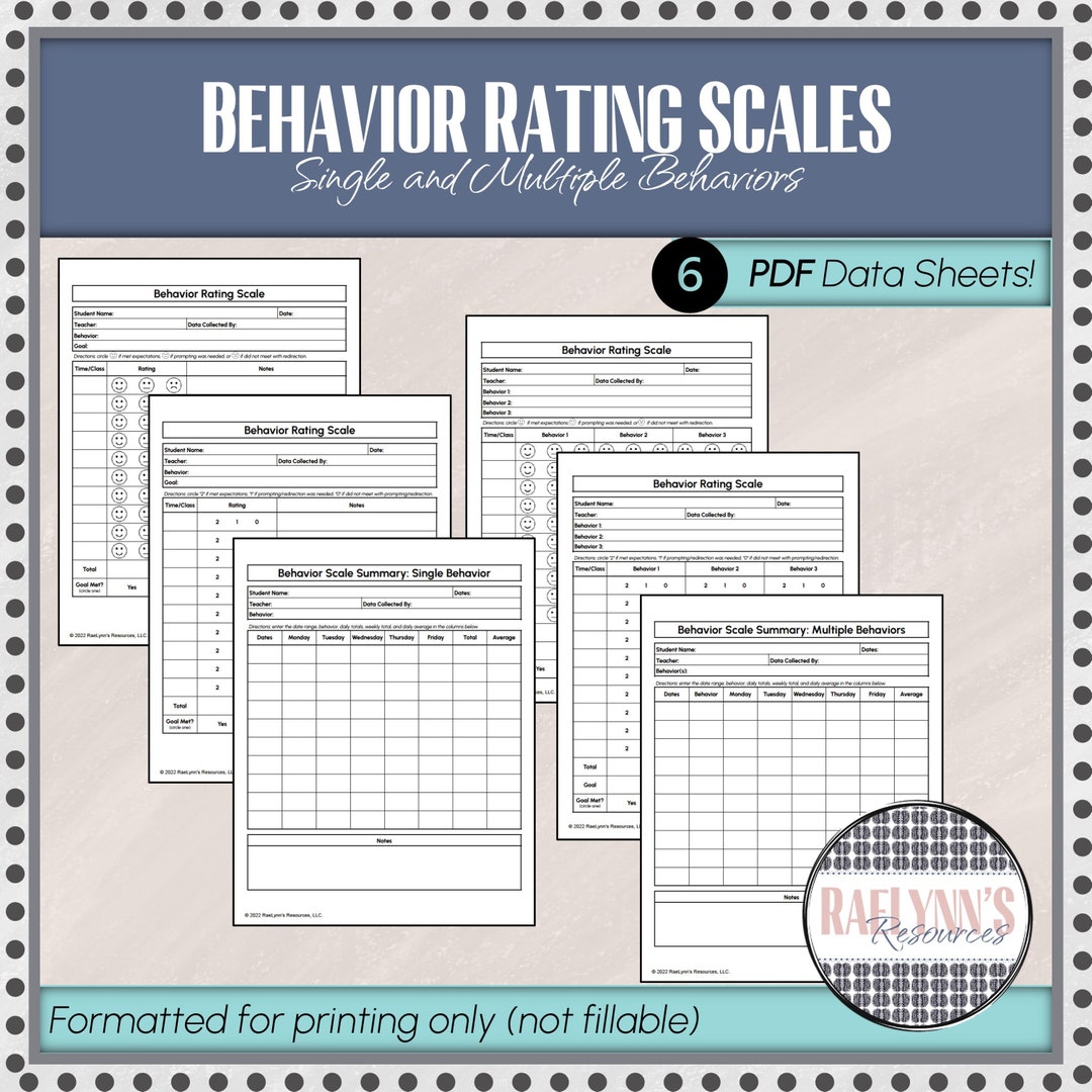 Behavior Rating Scales- Data Collection Sheets - Etsy