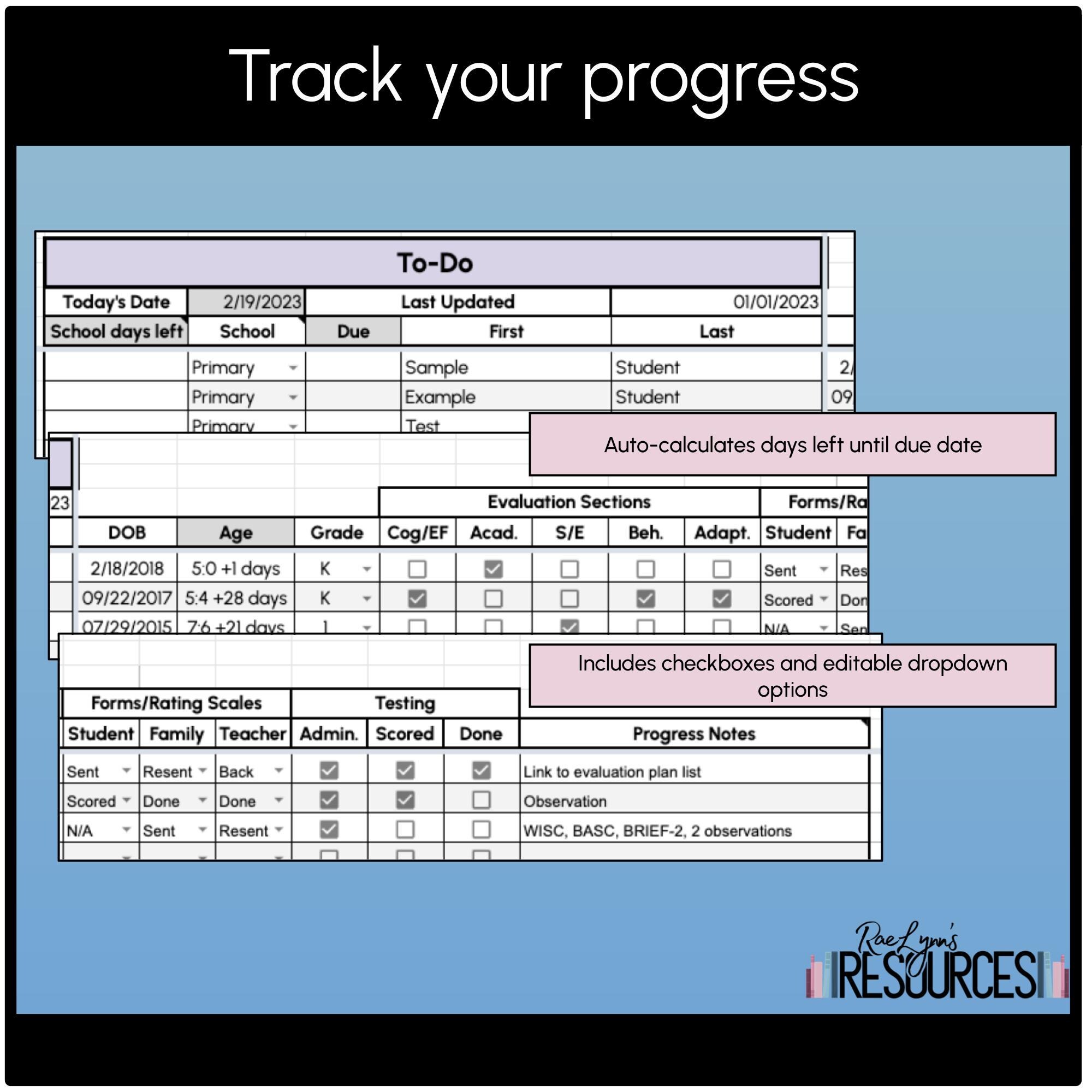 Special Education Evaluation Task Timeline Tracker Google Sheets ...