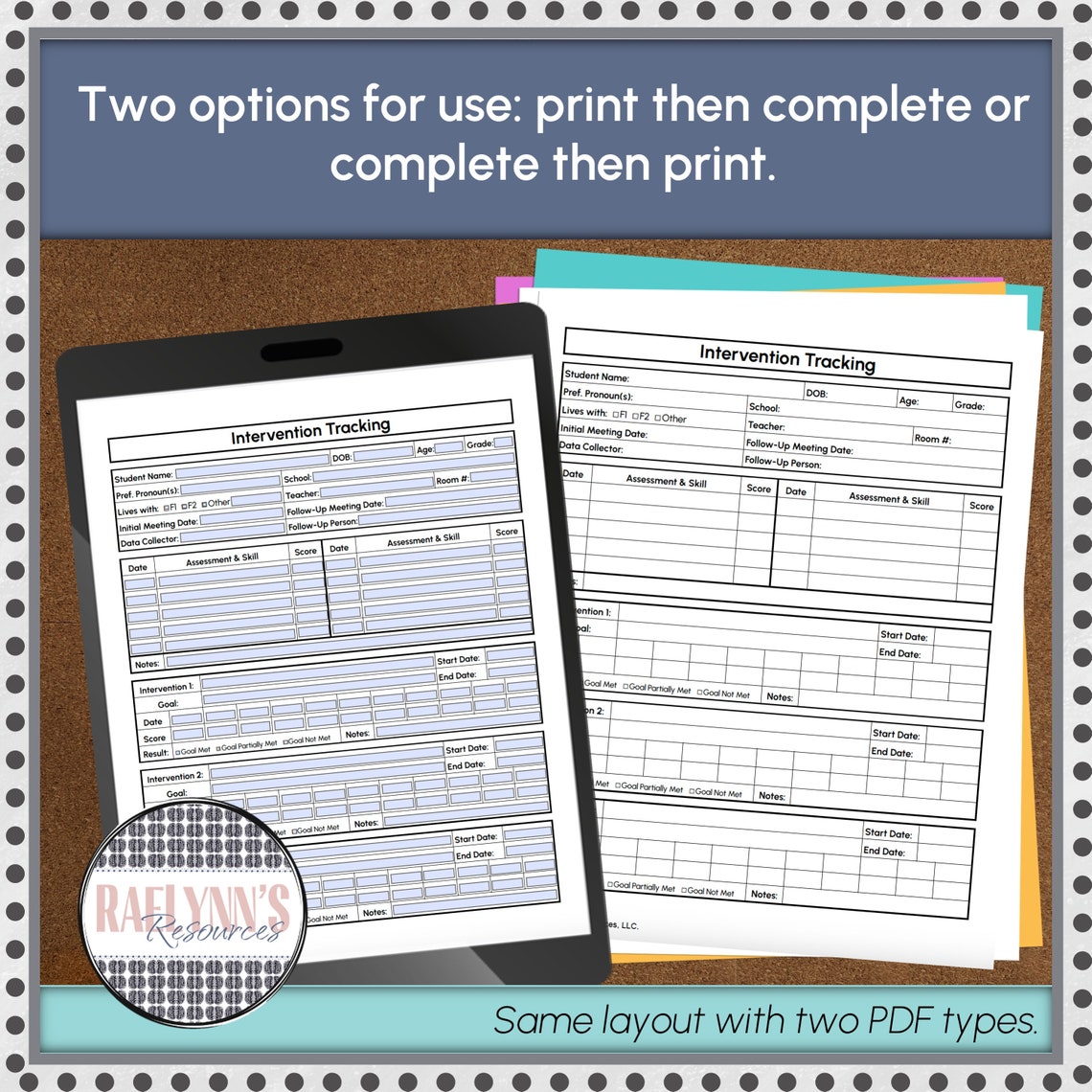 Intervention Data Tracking Sheet - Etsy