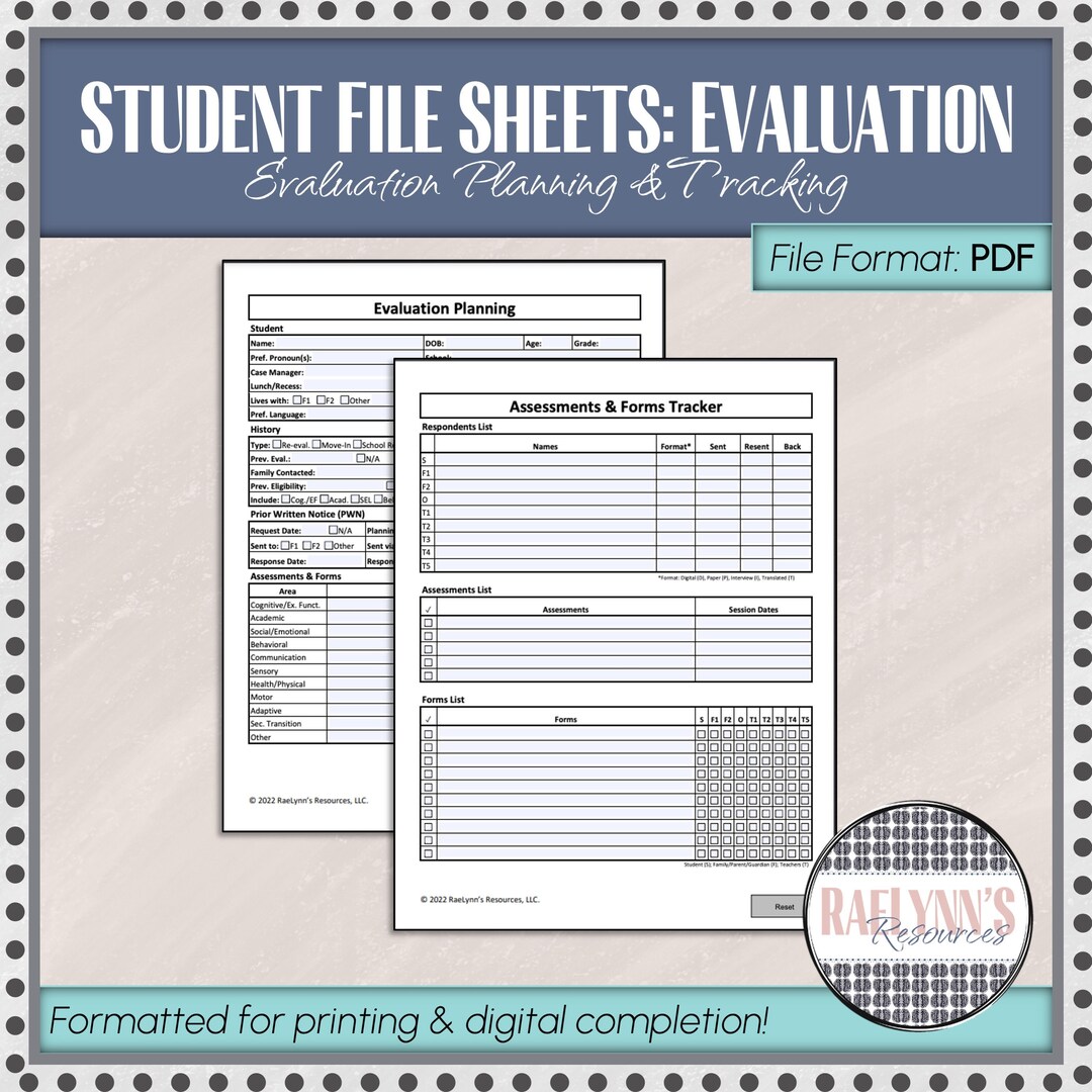 Special Education Evaluation Planning & Tracking Sheets - Etsy