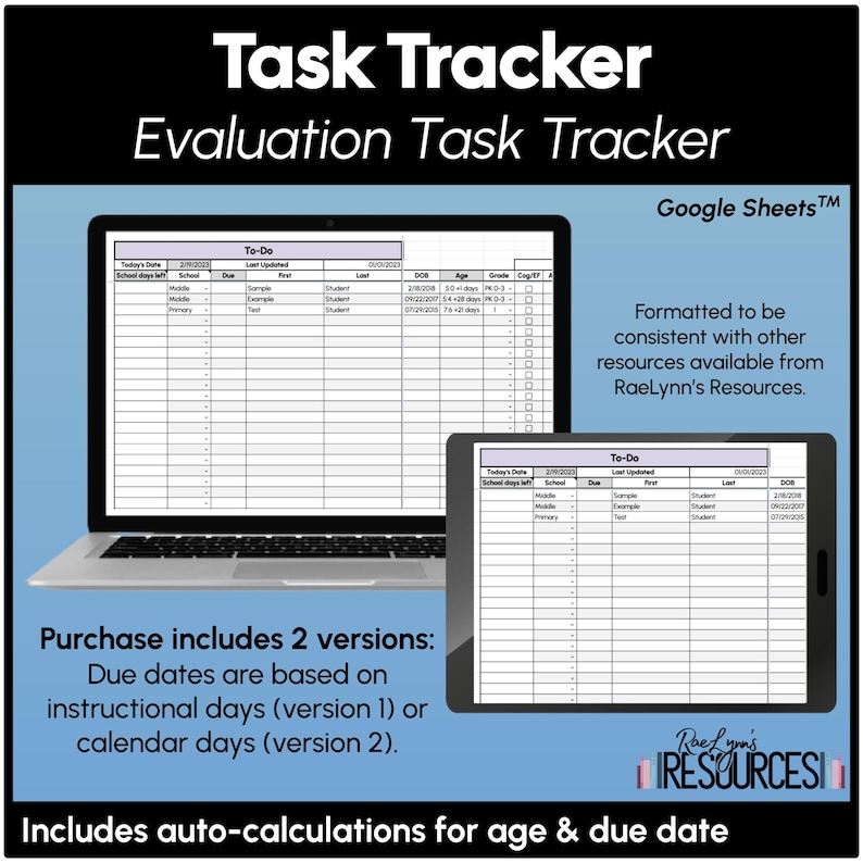 Special Education Evaluation Task Timeline Tracker Google Sheets ...