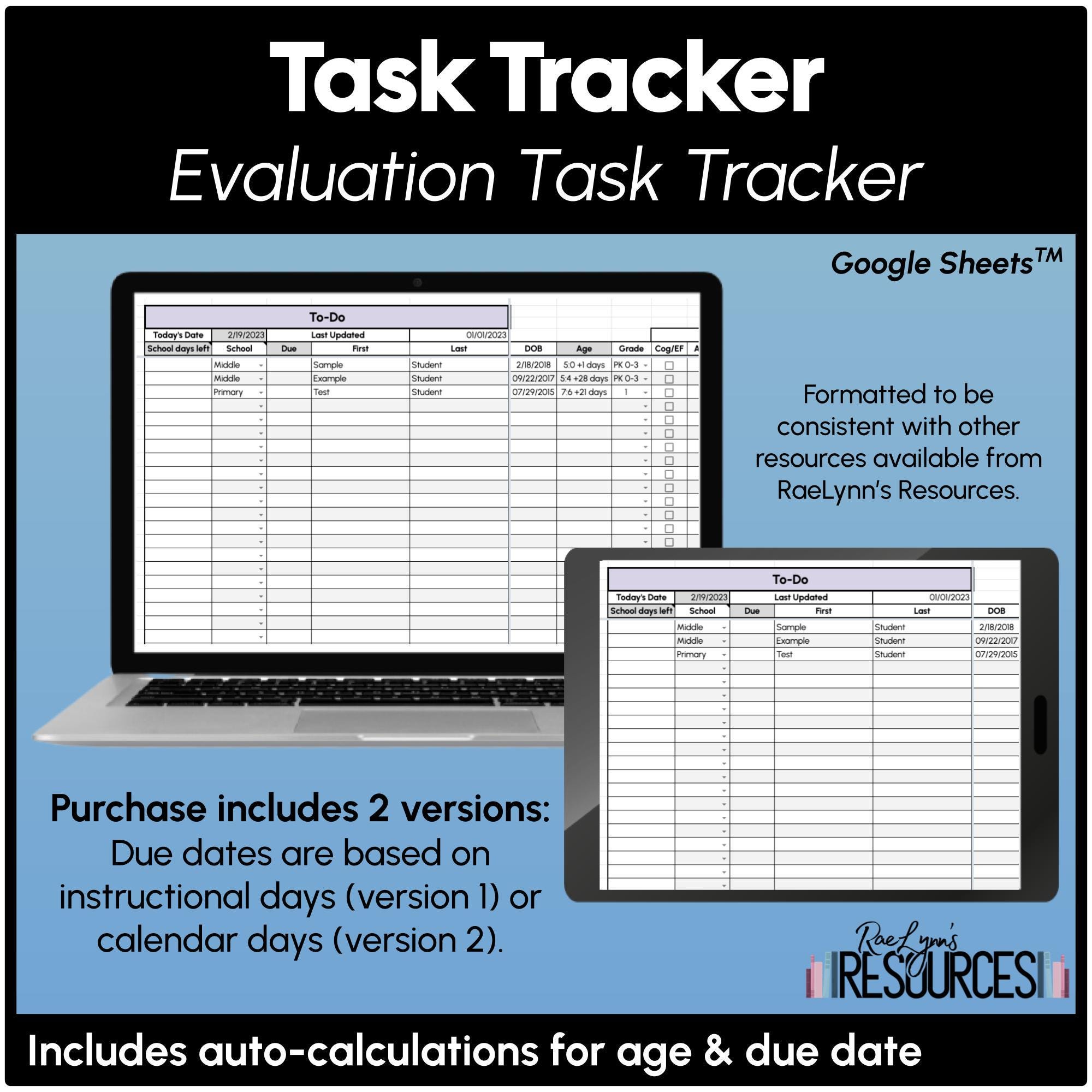 Special Education Evaluation Task Timeline Tracker Google Sheets ...