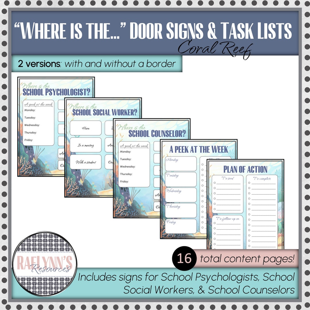 Where is The... Door Signs & Task Lists (coral Reef Theme) - Etsy