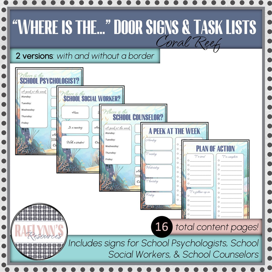 Where is The... Door Signs & Task Lists coral Reef Theme - Etsy