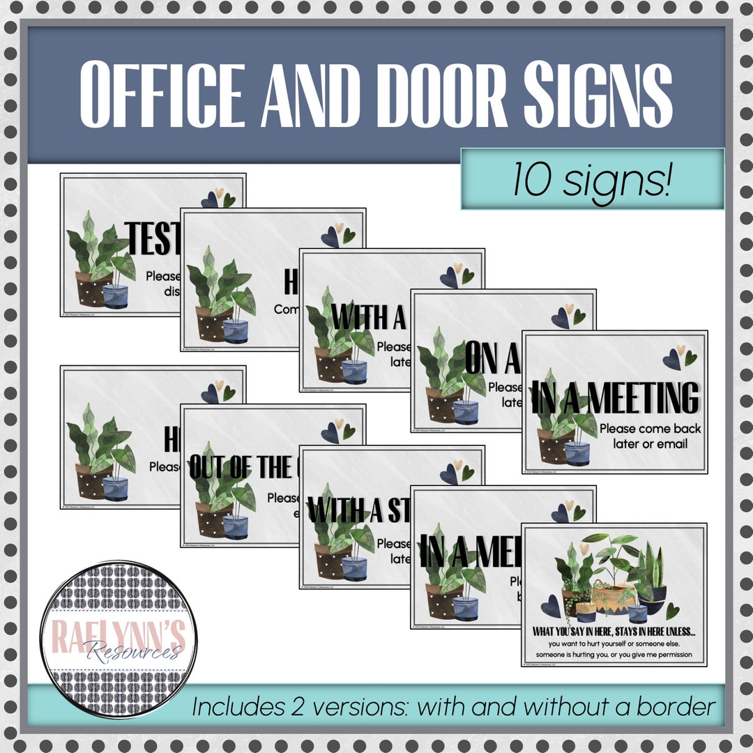School Psych Counseling Office Signs With House Plant Theme, What You ...