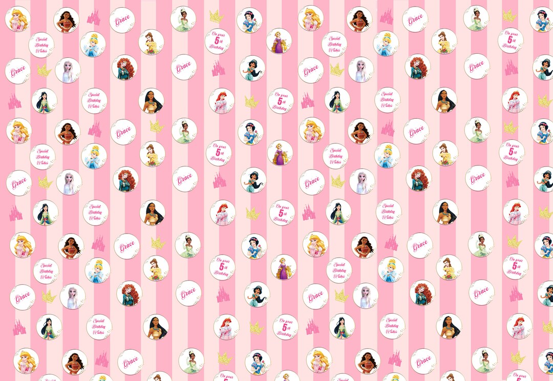 Personalised Disney Princess Wrapping Paper Sheet Birthday Gift Wrap ...