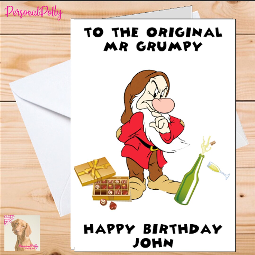 Personalised Grumpy Card Birthday Unofficial Funny Seven Dwarf Dwarves ...