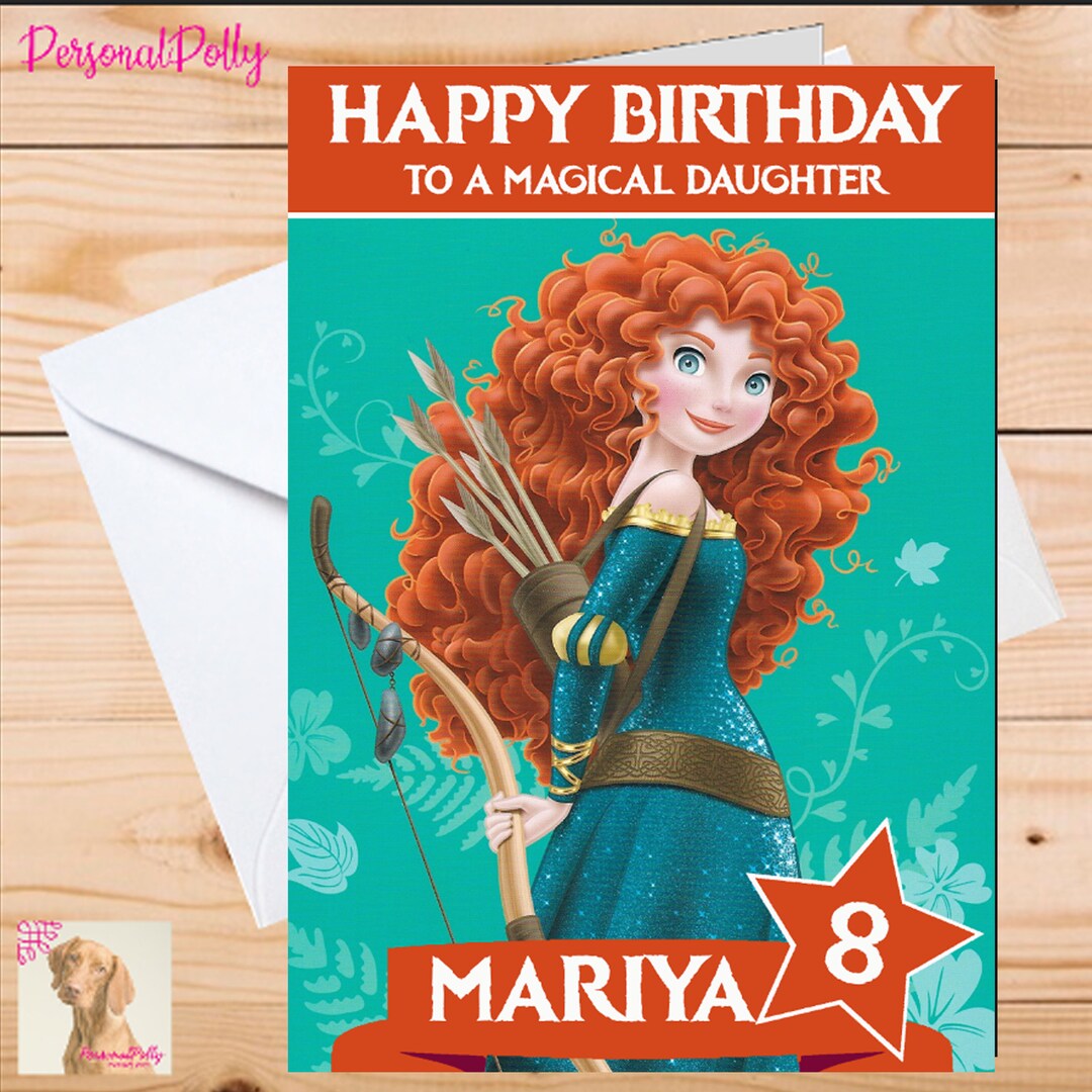 Personalised Merida Card Birthday Unofficial Disney Brave Princess ...