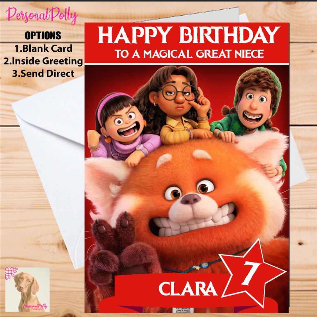 Personalised Turning Red Card Birthday Any Greeting Disney Panda Meimei ...