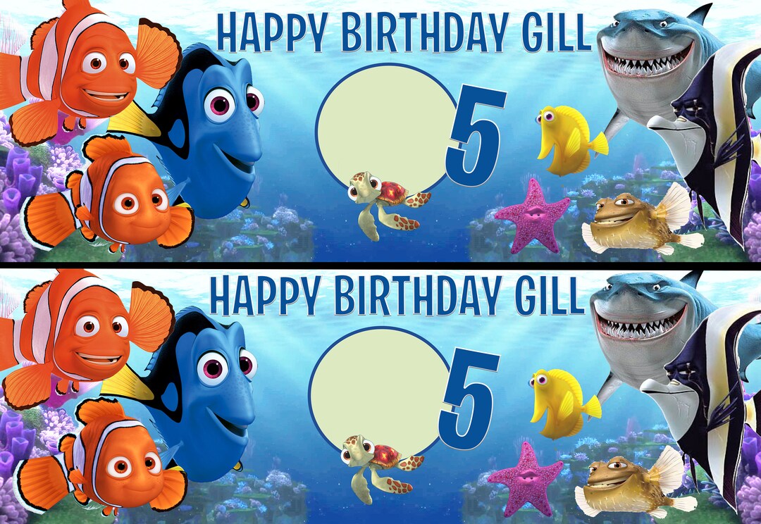 Personalised Finding Nemo Birthday Banner X2 Paper Wall Art Large ...