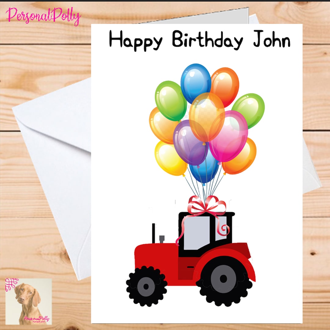 Personalised Tractor Card Birthday Christmas Farm Farmer Hay Any ...