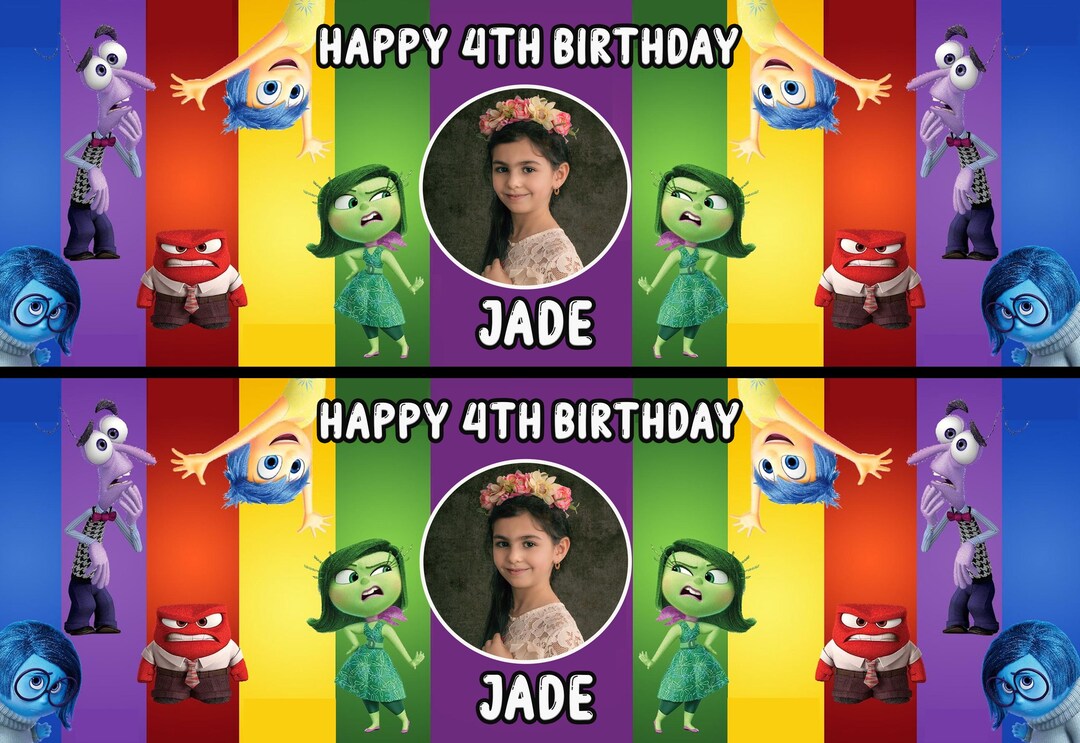 Personalised Inside Out Birthday Banner Wall Art Large Joy Anxiety ...