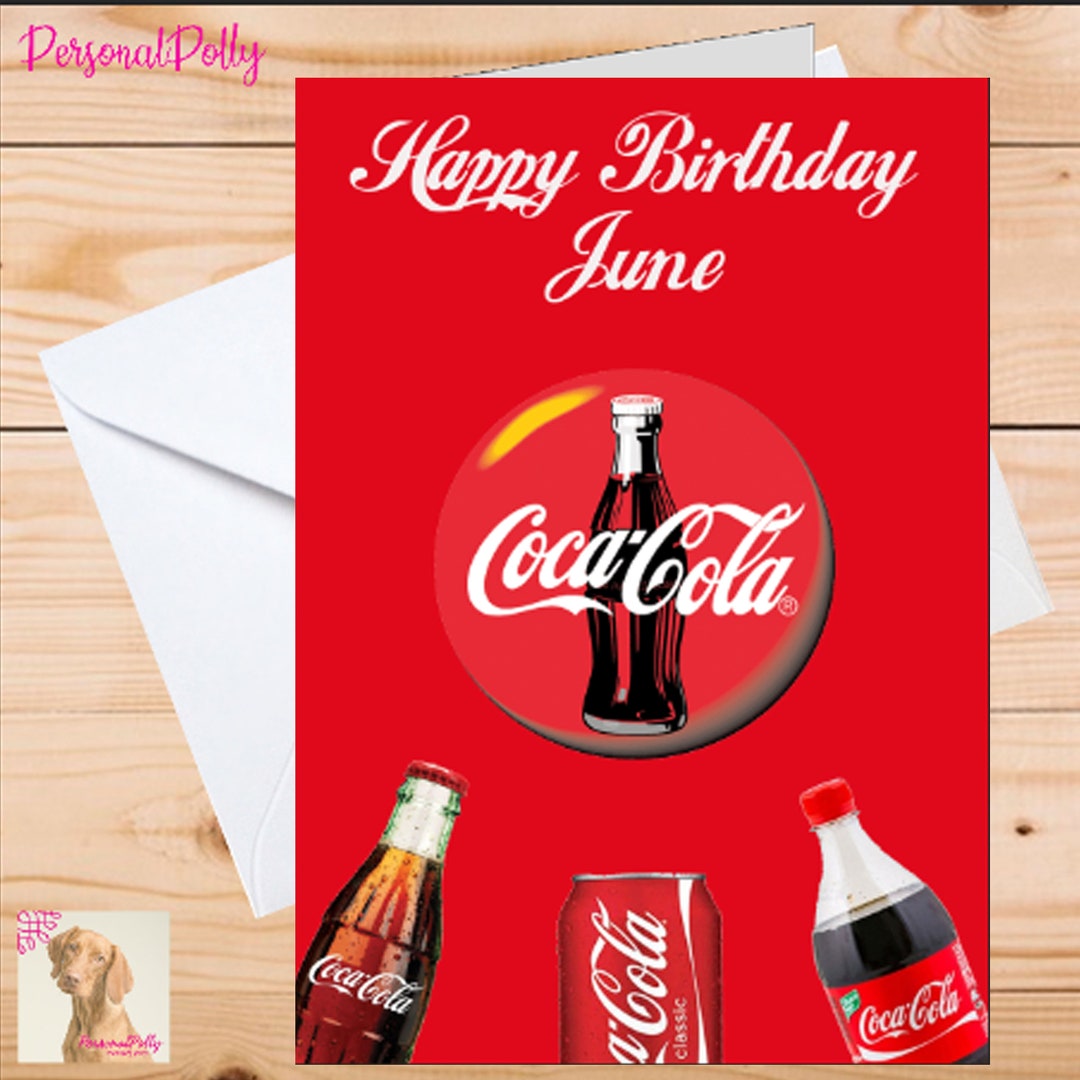 Personalised Coca Cola Card Birthday Christmas Bottle Can Drink Any ...