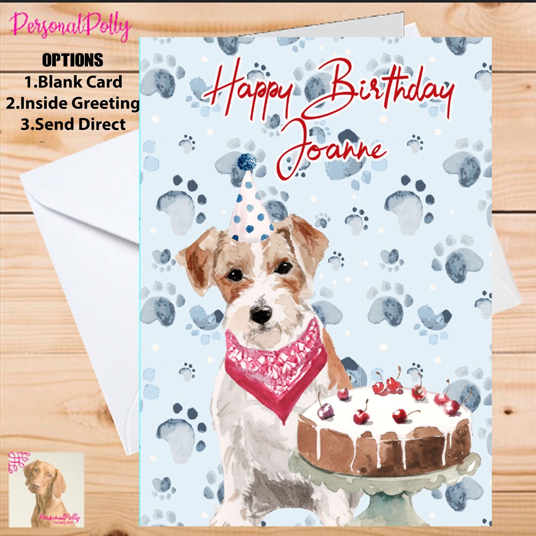 Personalised Jack Russell Card Birthday Dog Pet Paw Farm Wiry Long Hair ...