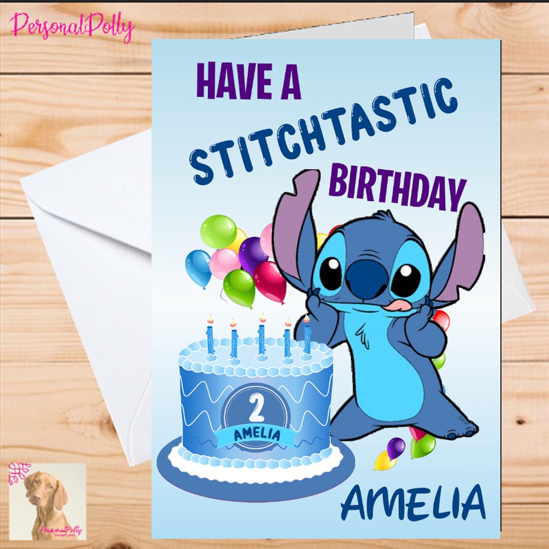 Personalised Stitch Card Birthday Christmas Any Greeting Lilo Monster ...