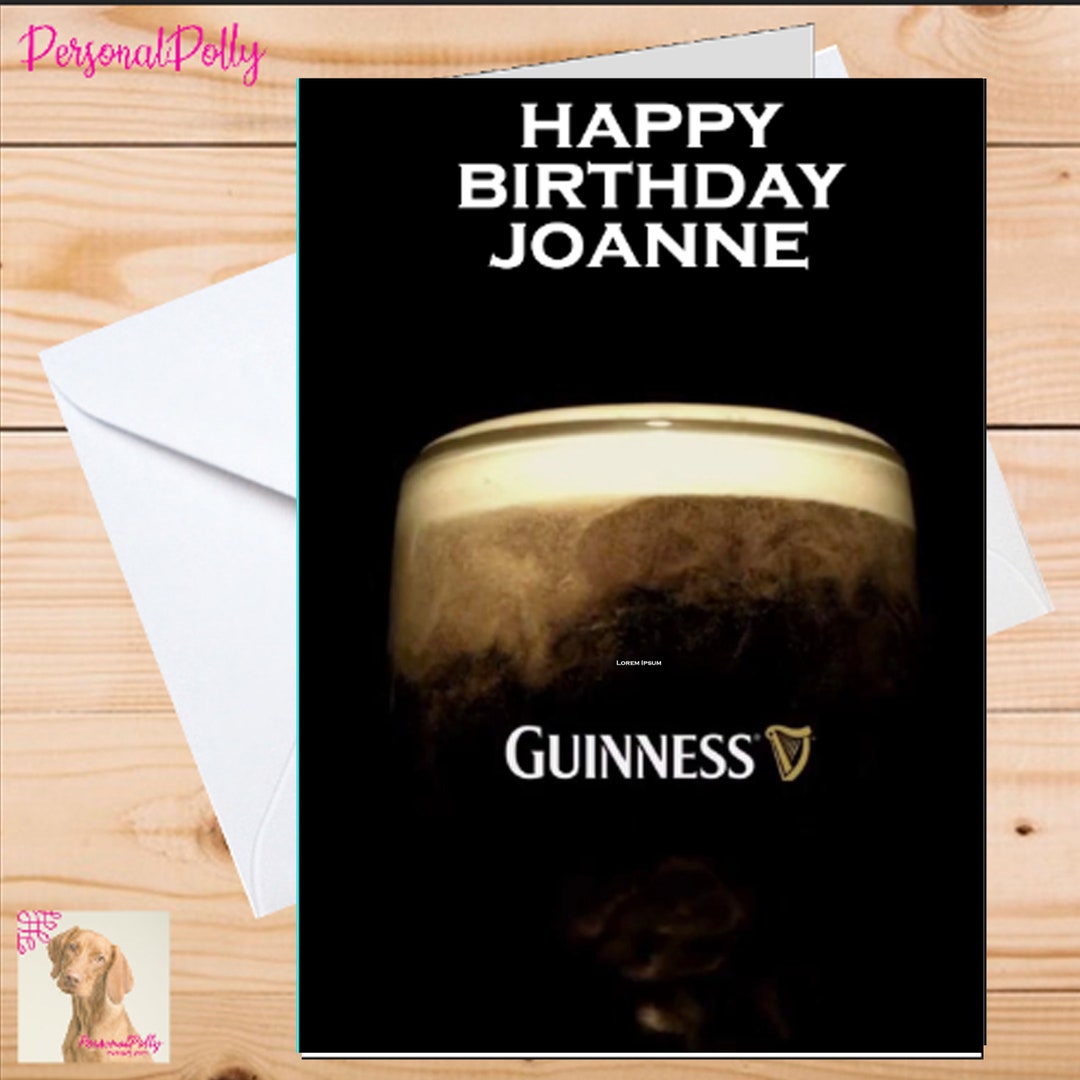 Personalised Guinness Card Birthday Christmas Alcohol Beer Pint Pub ...