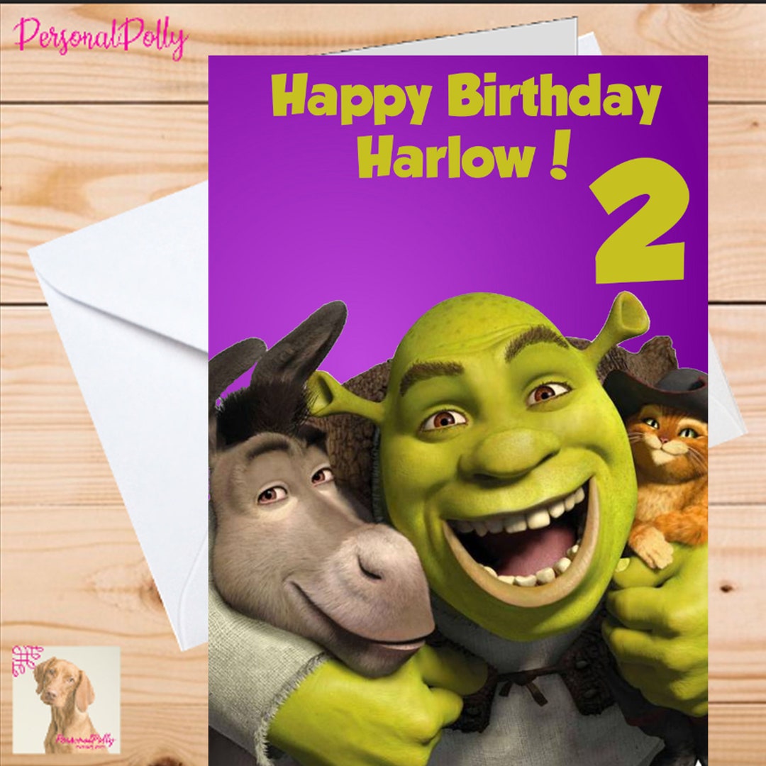 Personalised Shrek Card Birthday Christmas Any Greeting Fiona Donkey ...
