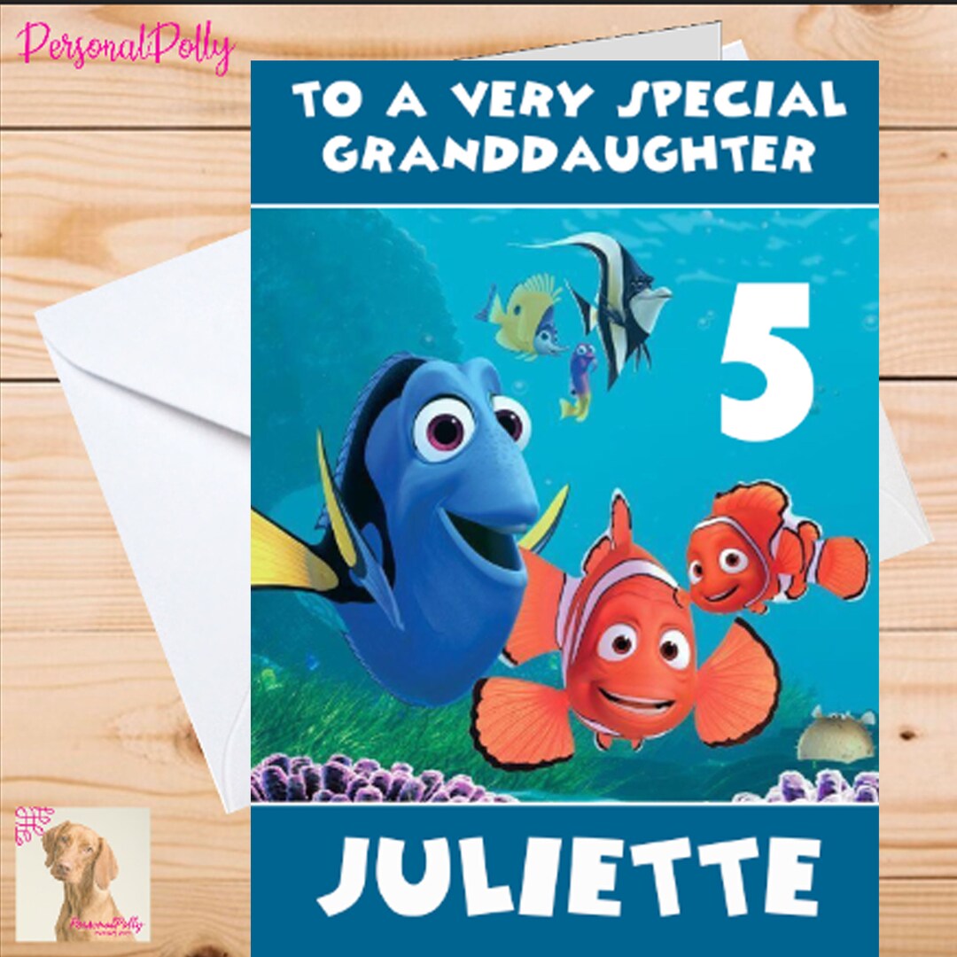 Personalised Finding Nemo Card Birthday Inspired Disney Dory Marlin ...
