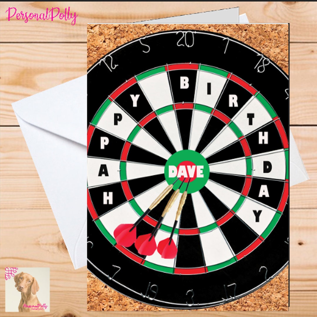 Personalised Darts Card Birthday Christmas Board Bullseye Pub Pint 180 ...